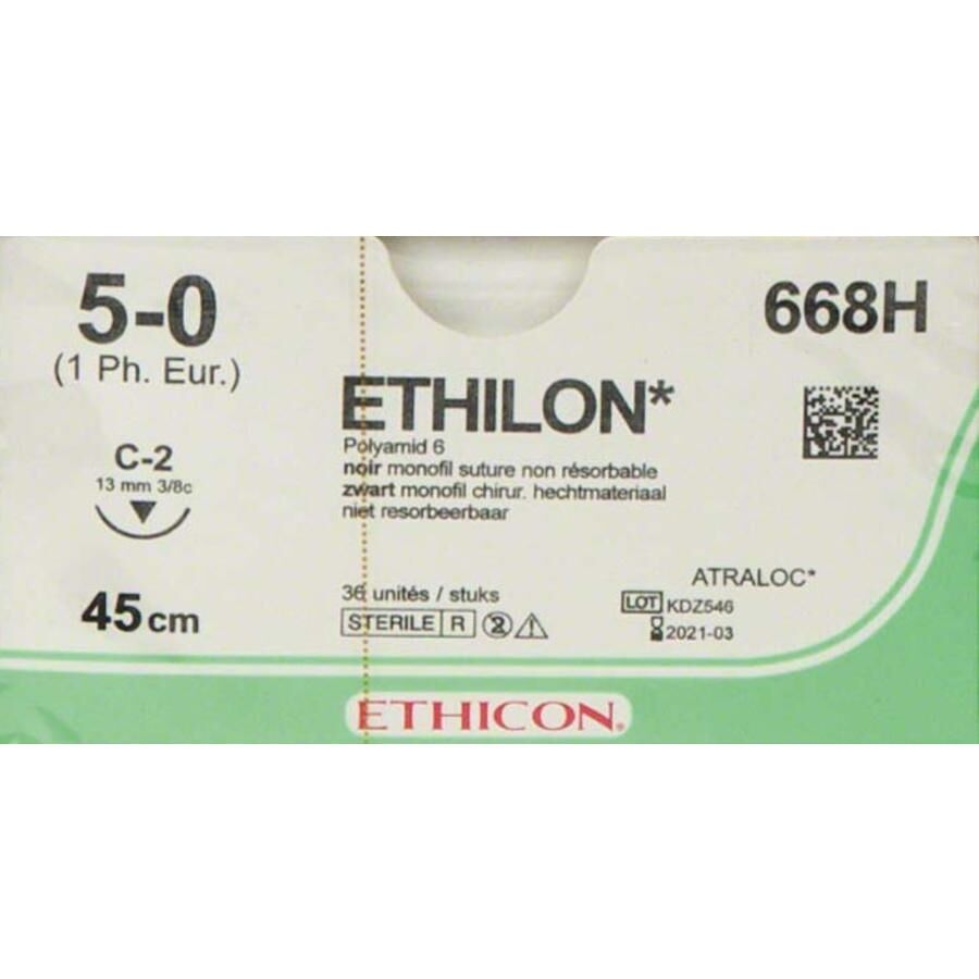 Ethilon hechtdraad 5-0 P-3 naald 689H zwart per 36st. kopen? - Klinimed.nl