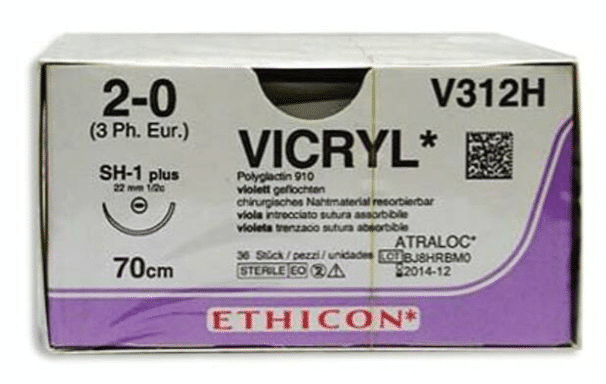 Vicryl V312H hechtdraad 2-0 met SH-1 plus naald 70cm draad violet per ...